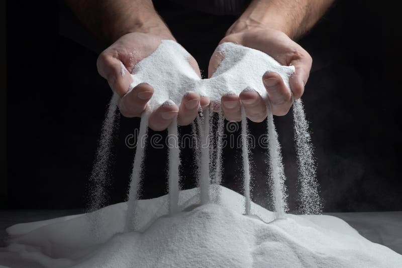 Men`s Hands Keep Sand in Their Palms and Spilling Grains of Sand ...