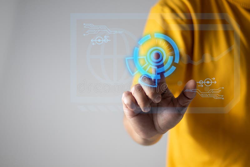 Men S Hands Kick the Screen, the Concept of Technology Stock Image ...