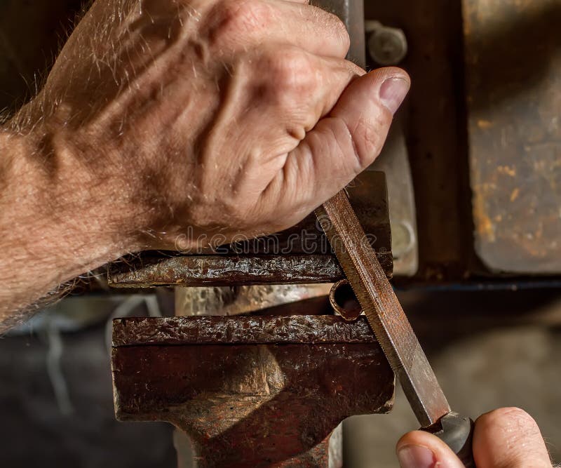 Working with a File in the Workshop. Stock Photo - Image of background ...