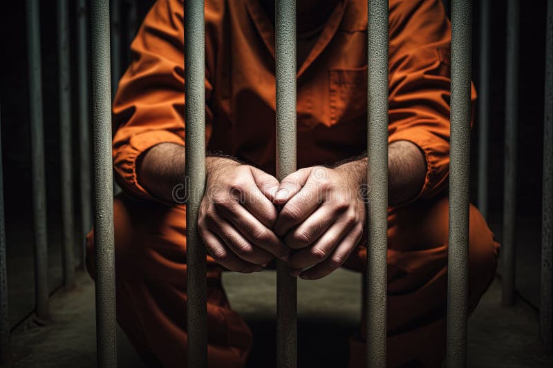 Men S Hands Rest on the Bars of a Prison Cell. Generative AI Stock ...