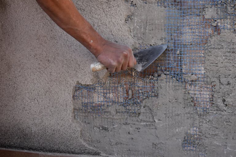 Hands of Man Working in Masonry, Unrecognisable Stock Photo - Image of ...