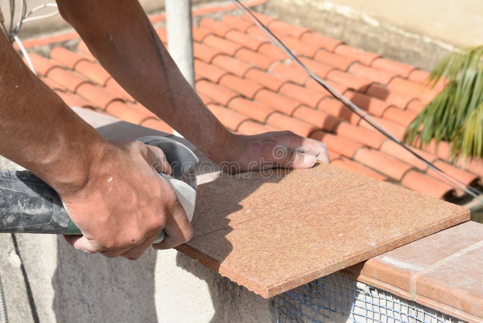 Hands of Man Working in Masonry, Unrecognisable Stock Image - Image of ...