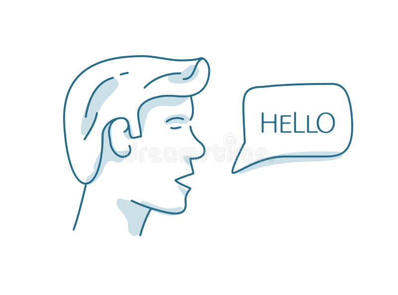 Men S Head with Dialog Speech Bubble, Saing Hello , Vector Illustration ...