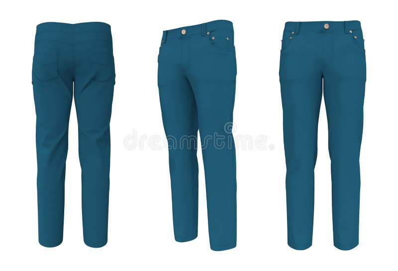 Men`s Jeans in Front, Side and Back Views Stock Illustration ...