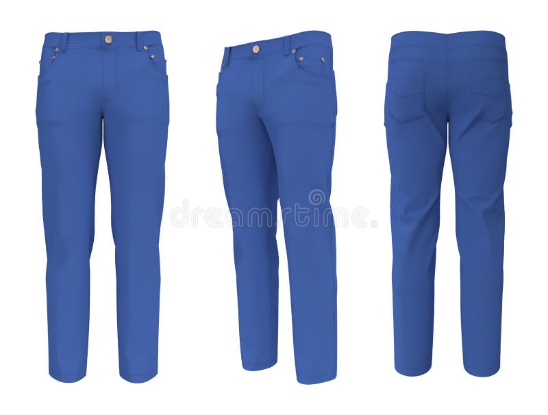 Men`s Jeans in Front, Side and Back Views. Stock Illustration ...