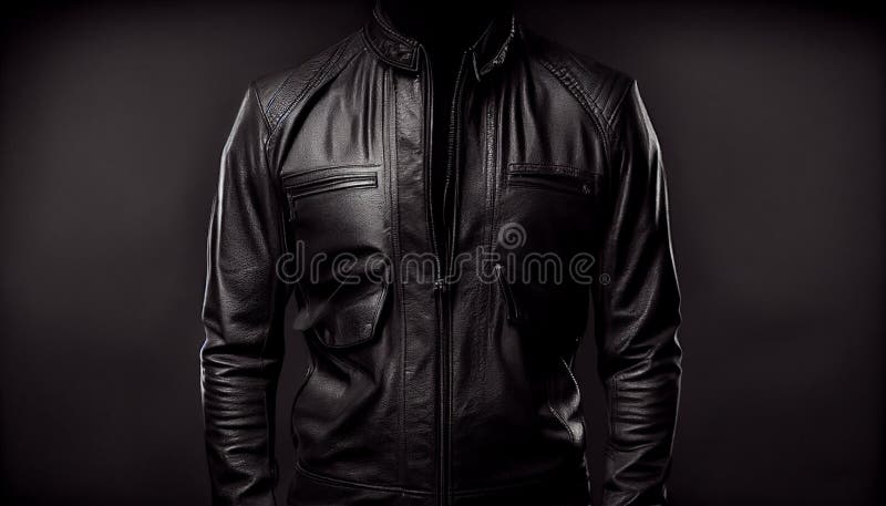 Men S Leather Jacket Ai Generated Stock Image - Image of leather ...