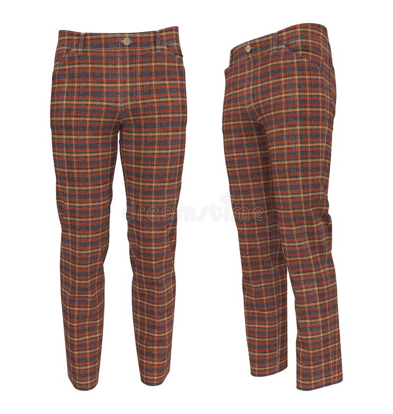 Men`s Pants in Front, Side and Back Views. 3d Rendering, 3d ...