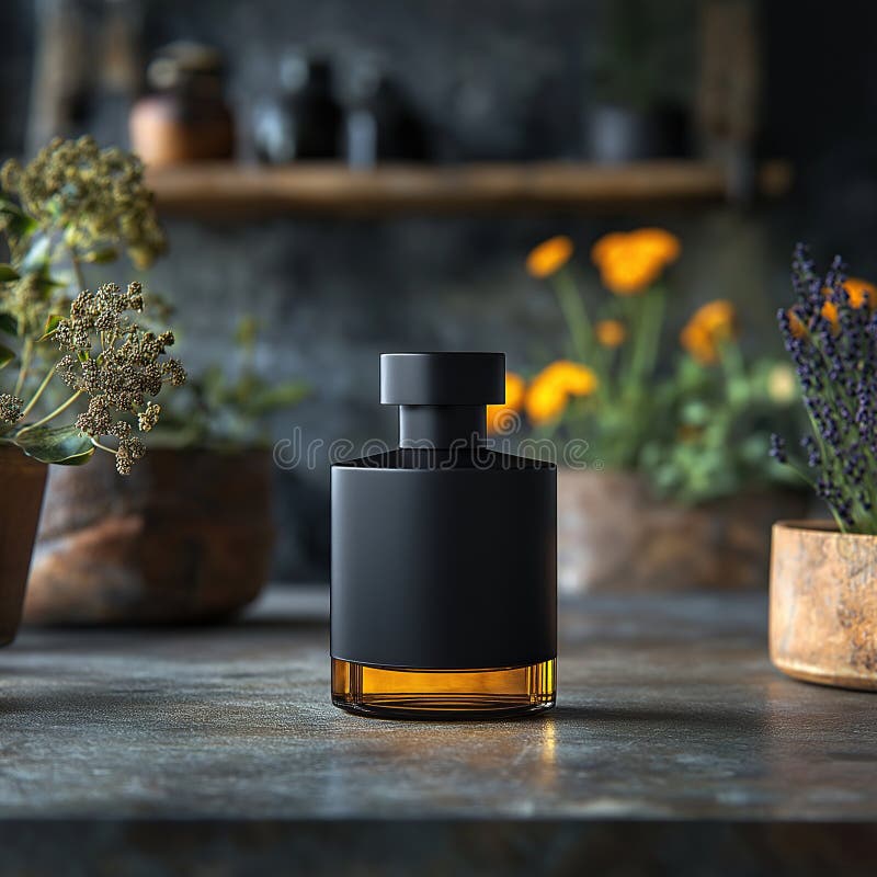 Men S Perfume Black Bottle Logo Mockup Stock Illustration ...