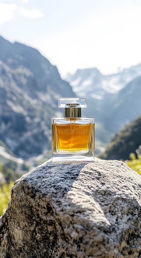 Men S Perfume Bottle on Stone Podium with Natural Mountain Background ...