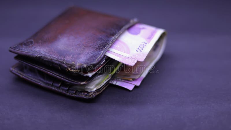 Men S Purse with Indian Currency Note Inside on the Black Background ...