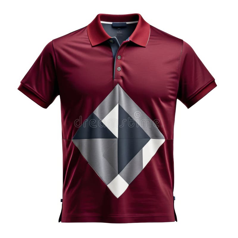 Men S Red Polo Shirt with Geometric Design. Stock Illustration ...