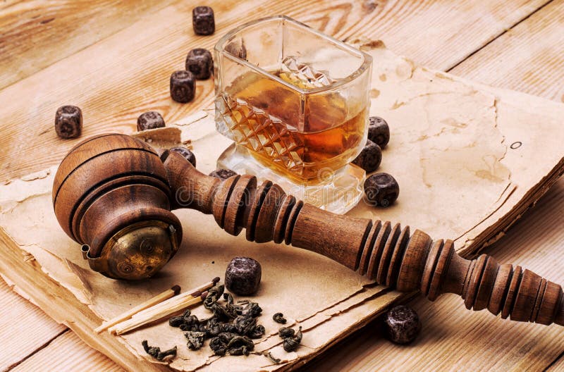 Men s set of pipe whiskey stock photo. Image of cognac - 45587310