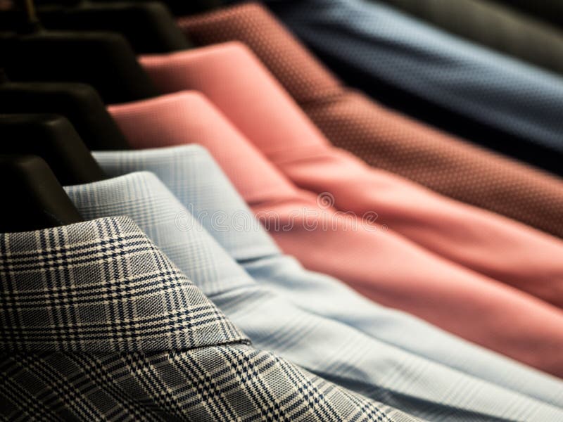 Men`s Shirts Hanging on Rack in a Department Store. Stock Photo - Image ...