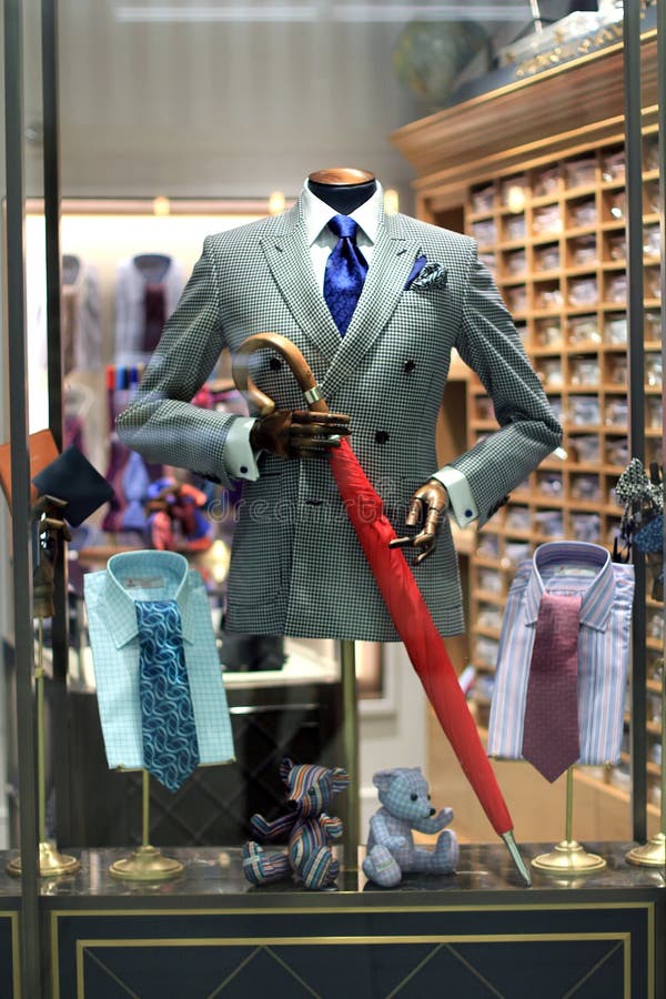 Men`s suit store display stock photo. Image of boutique - 89345158
