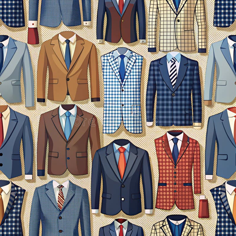 Men S Suits, Jackets, Ties, and Shirts in Various Patterns and Colors ...