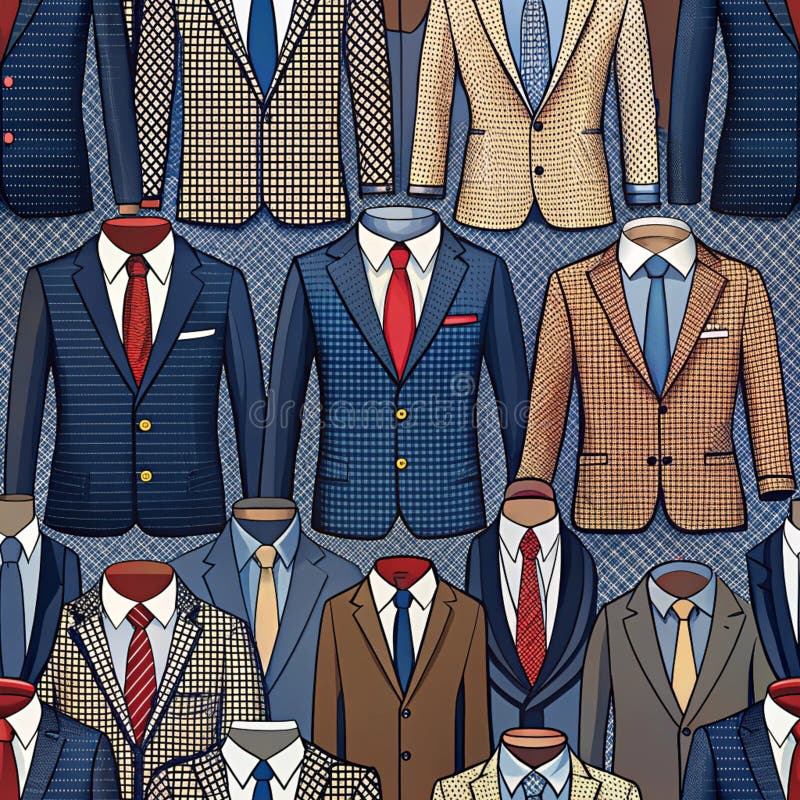 Men S Suits and Ties Pattern Stock Illustration - Illustration of ...
