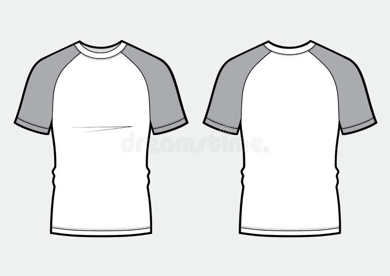 Men`s White Raglan T-shirt Design Templates Front, Back Views. Vector ...