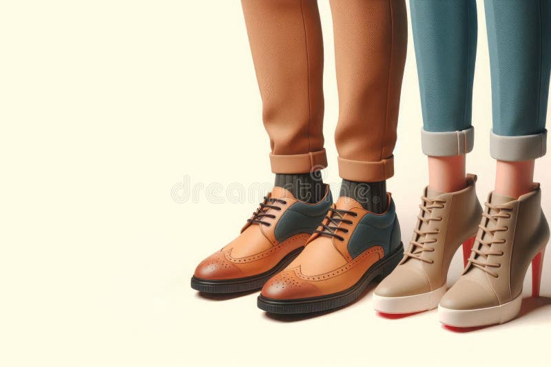 Men& X27;s and Women& X27;s Pair of Shoes Standing Together. Space for ...