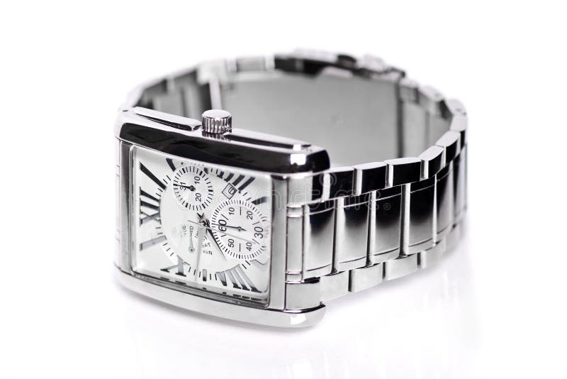 Men S Wrist Watch on White Background Stock Image - Image of time ...