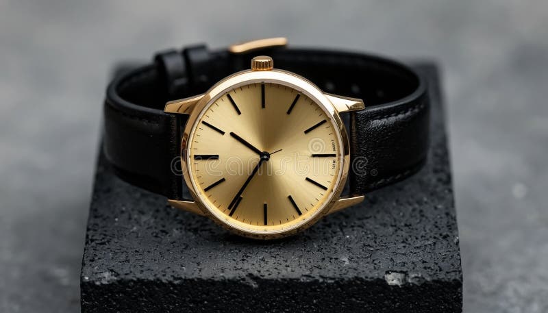 Men S Wristwatch with a Gold Dial. Stock Illustration - Illustration of ...