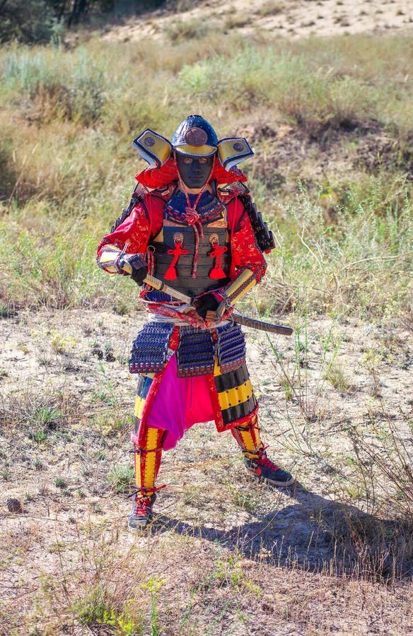 Men in Samurai Armour with Sword. Stock Photo - Image of armour, hakama ...
