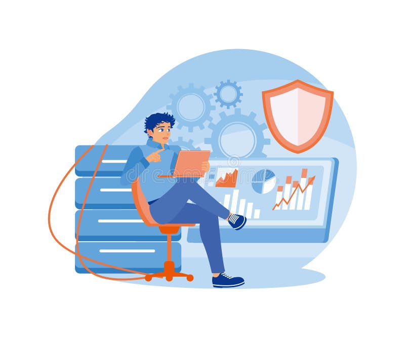 Men Save Files in the Main Folder. Using a Laptop Connected To a Server ...