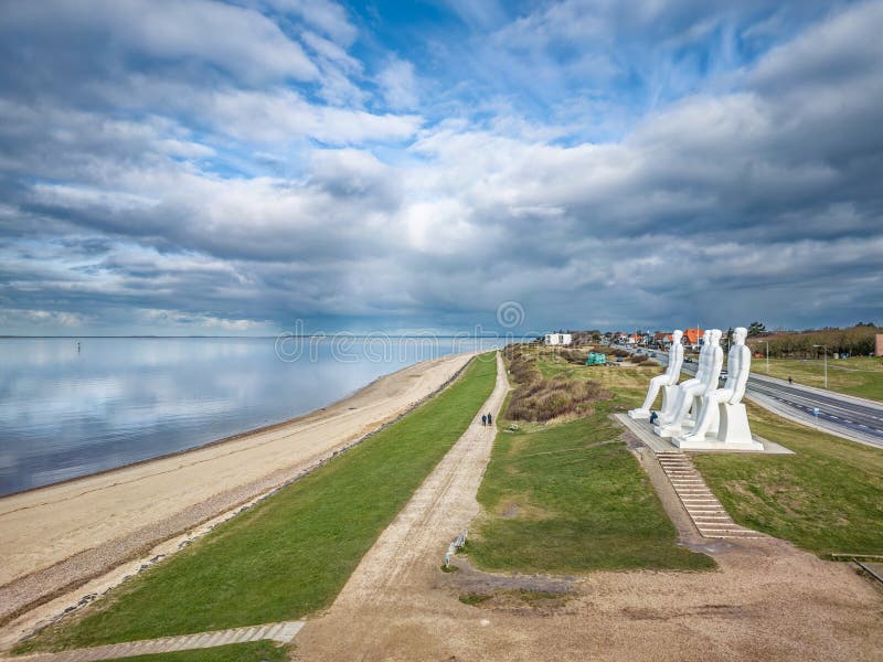 Men a Sea Colossal Statues in Esbjerg Harbor in Denmark Stock Image ...