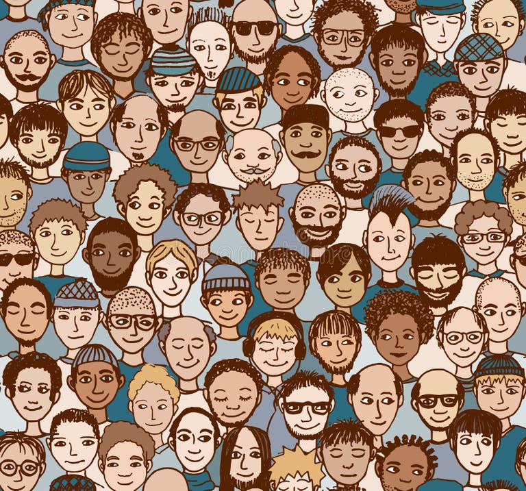 Men - Seamless Pattern in Colour Stock Vector - Illustration of human ...