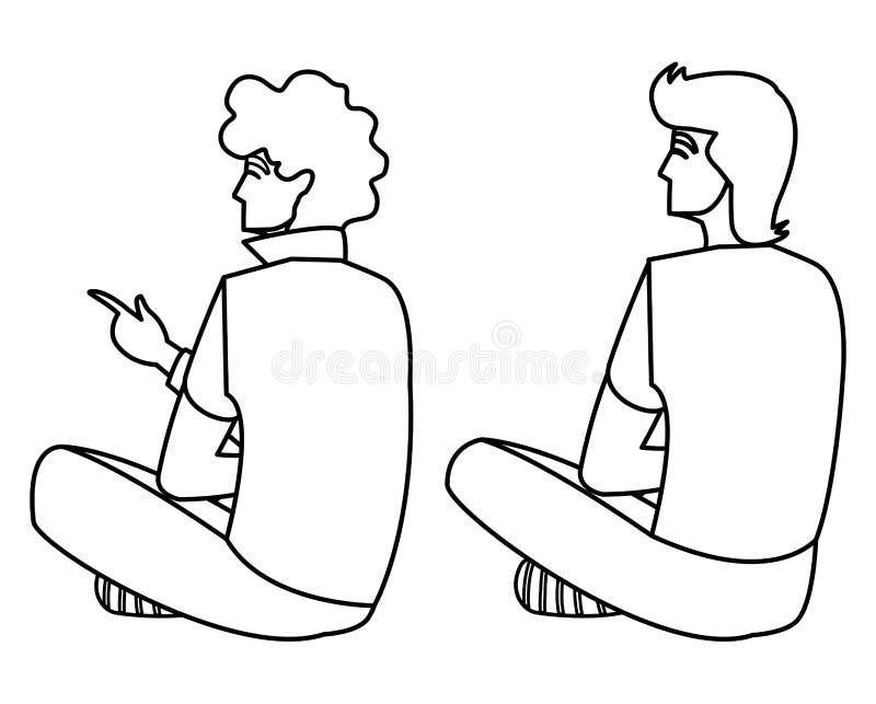 Men seated back character stock illustration. Illustration of clothes ...
