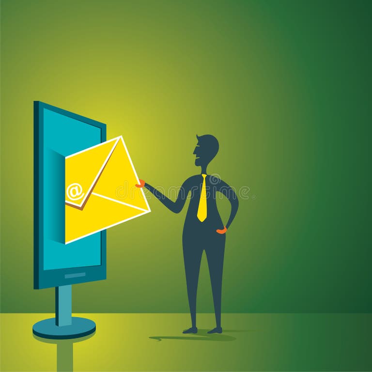Men Send Mail Via Computer Concept Stock Vector - Illustration of ...