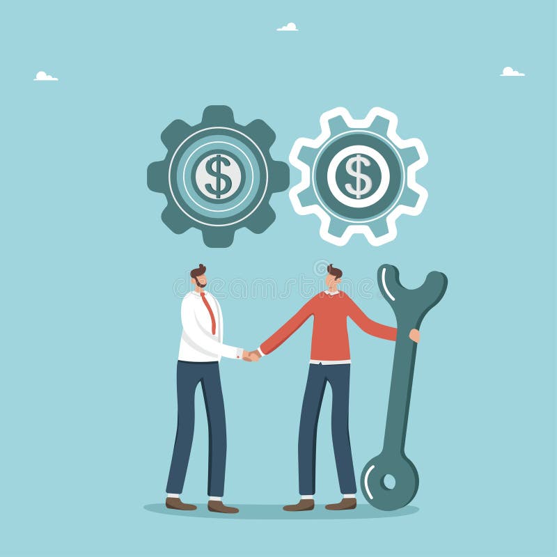 Men Shaking Hands Under Gears Stock Vector - Illustration of ...