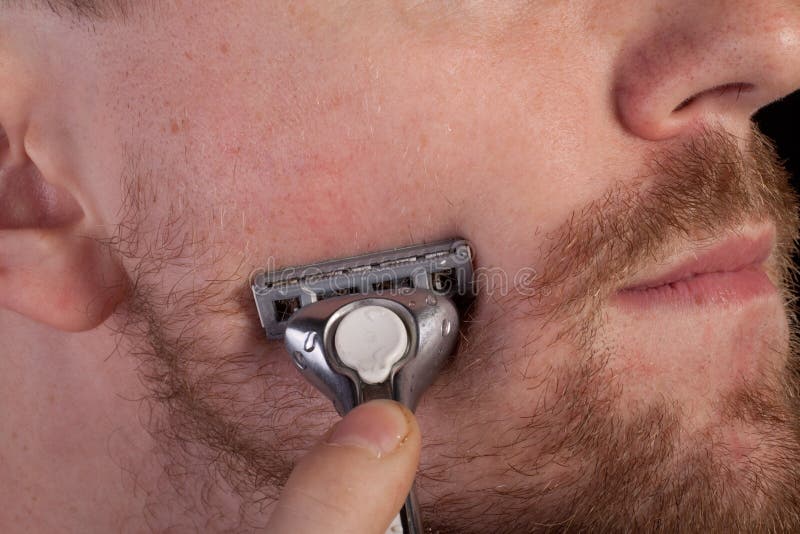 Men Shaving Faces. Close-up. Stock Photo - Image of eyes, caucasian ...