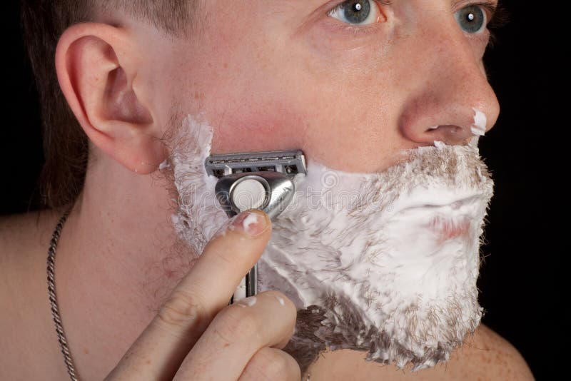 Men Shaving Faces. Close-up. Stock Photo - Image of male, close: 12635364