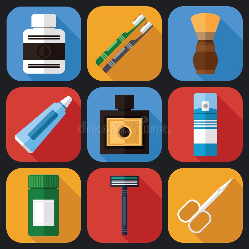 Men Shaving Icons Set in a Flat Design Stock Vector - Illustration of ...