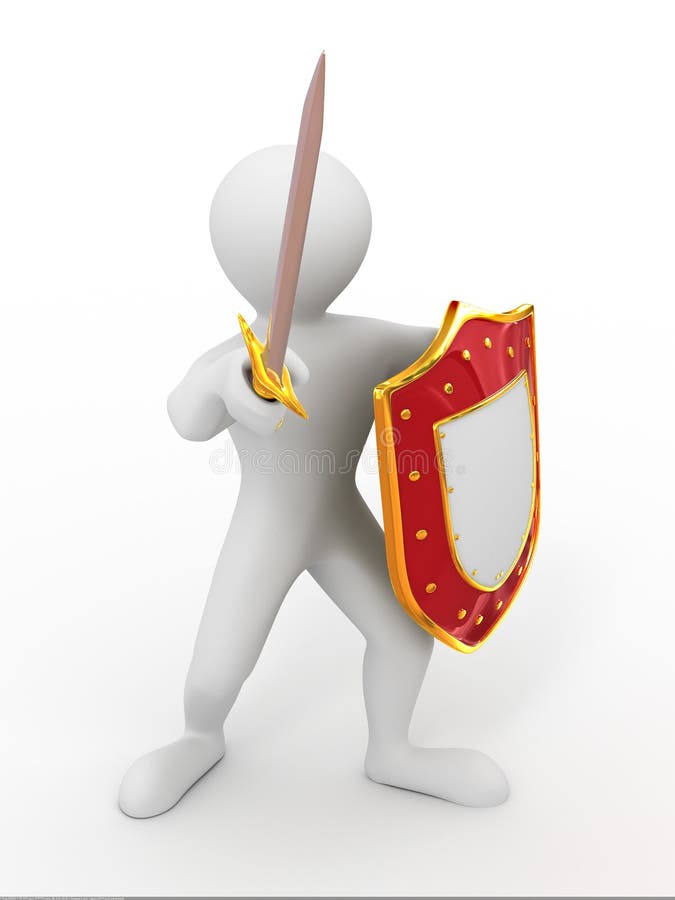 Cartoon Illustration of Boy with Red Shield Stock Vector - Illustration ...