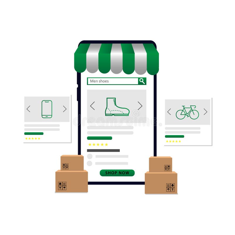 Men Shopping E Commerce Illustration Design Vector Stock Illustration ...