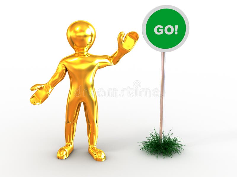 Men with sign go stock illustration. Illustration of hand - 11888762