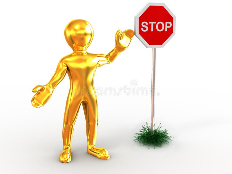 Men with sign stop stock illustration. Illustration of road - 11977013