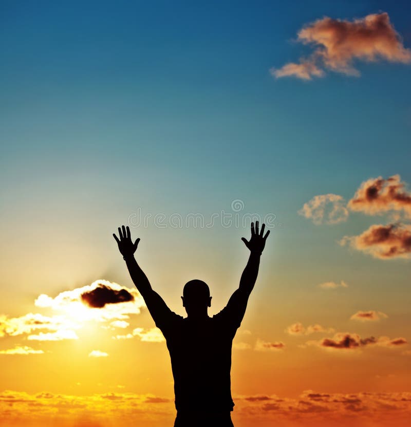 Silhouette Businessman with Broken Chains in Sunset Stock Photo - Image ...