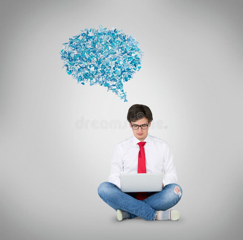 Men sitting with computer stock image. Image of businessman - 48128411