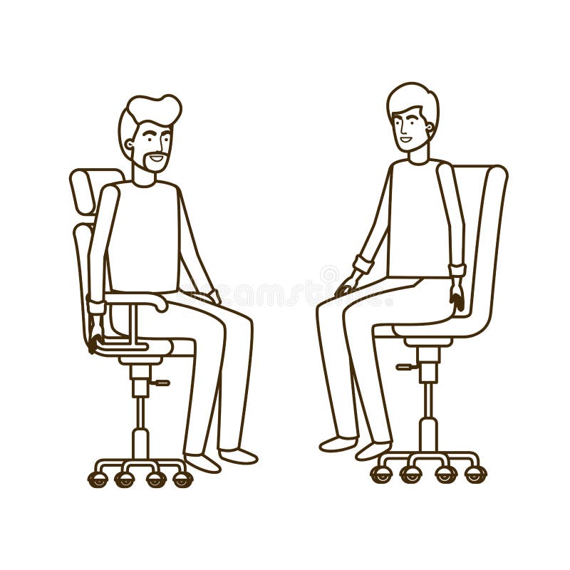 Men with Sitting in Office Chair Avatar Character Stock Vector ...