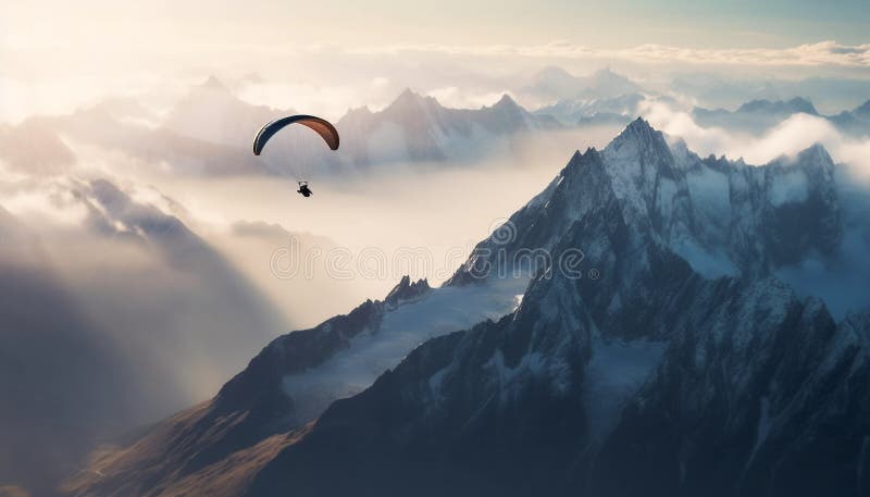 Men Soar High Up in the Mountain Range, Experiencing Exhilaration ...