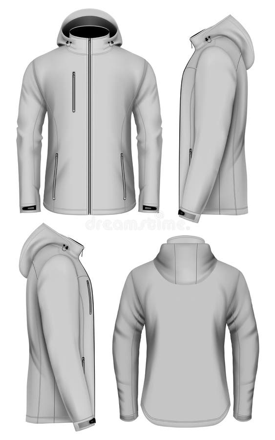 Men Softshell Jacket With Hood Stock Vector Illustration Of Softshell