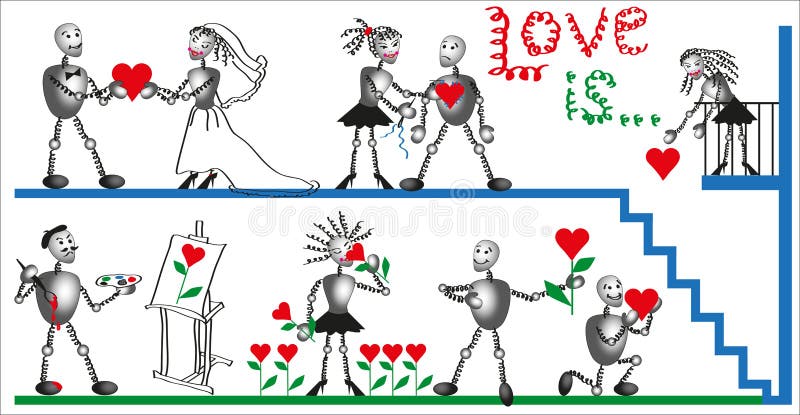 Men in the Spring and the Heart Stock Illustration - Illustration of ...