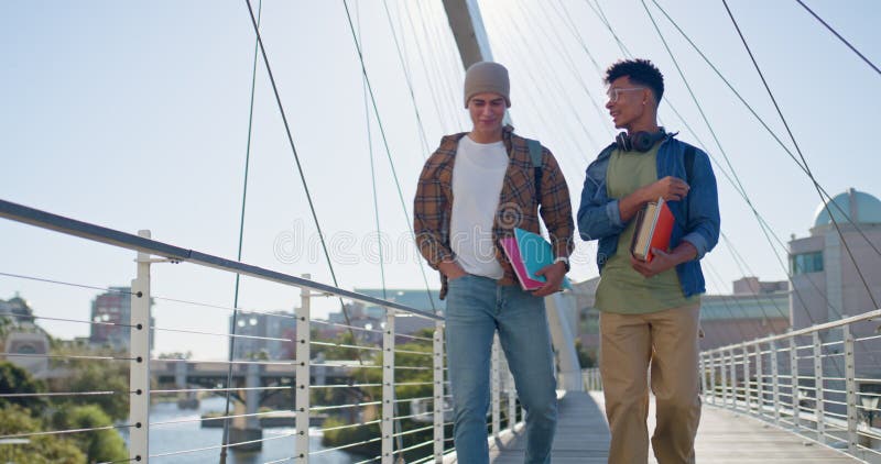 Men, Students and Walking in University Campus for Education, Studying ...