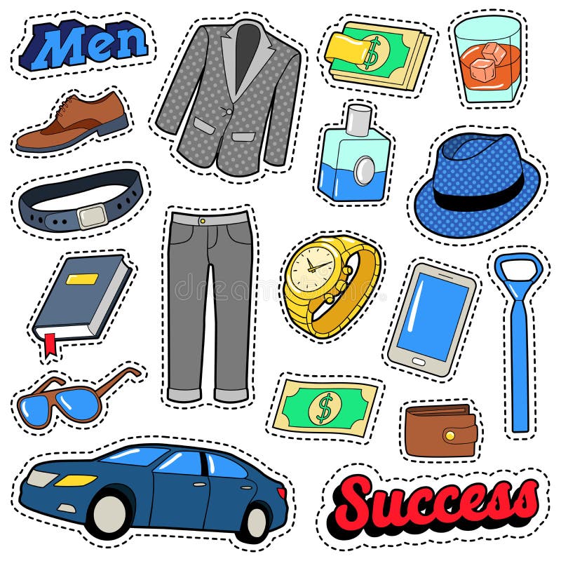 Men Success Accessories and Clothes Set for Stickers, Patches and ...