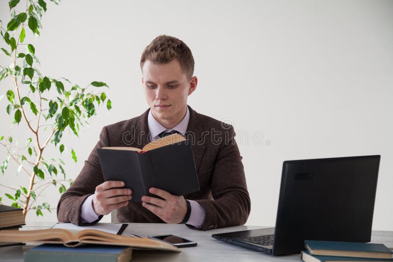 Men in Suits Working at the Computer in the Office Stock Image - Image ...