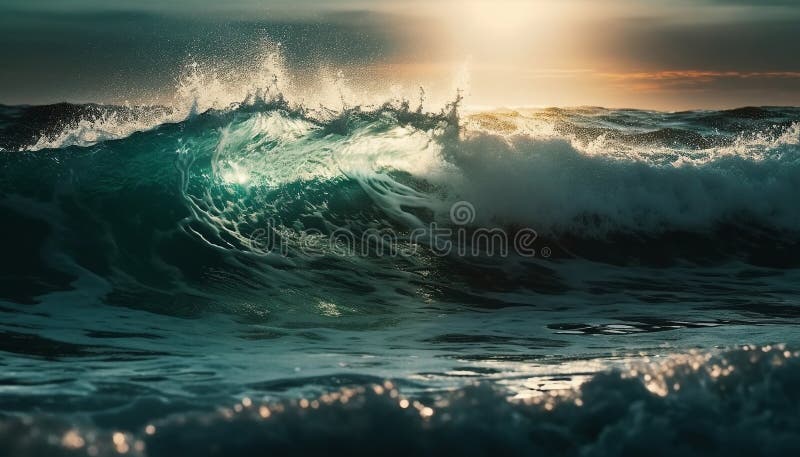 Men Surfing in the Spray of Waves Generated by AI Stock Illustration ...