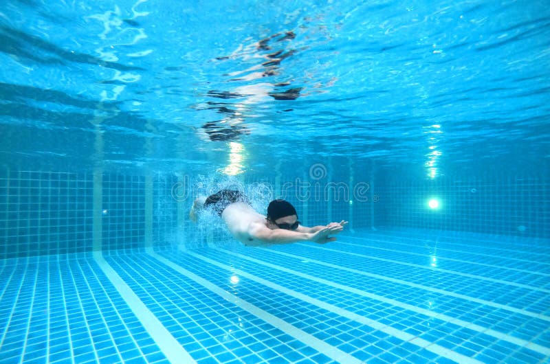 Men Swim in the Pool he is Diving Stock Image - Image of diving, myrtle ...