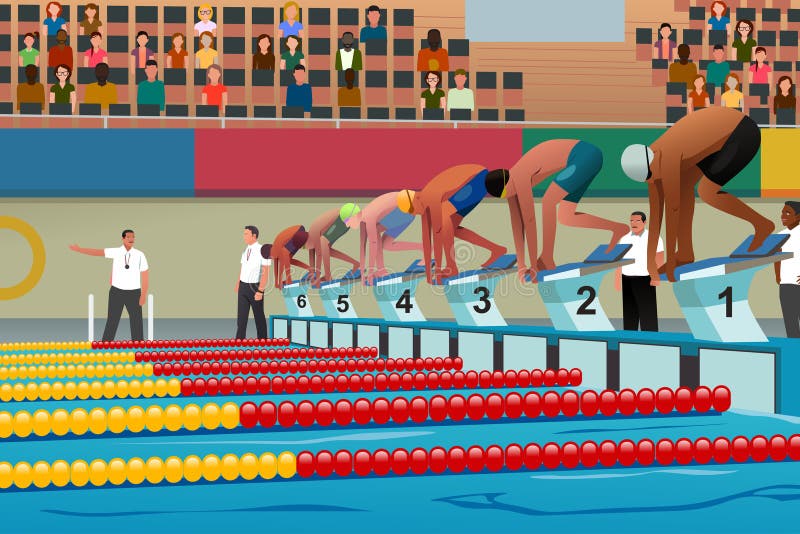 Men Swimming Competition Vector Illustration Stock Illustration ...